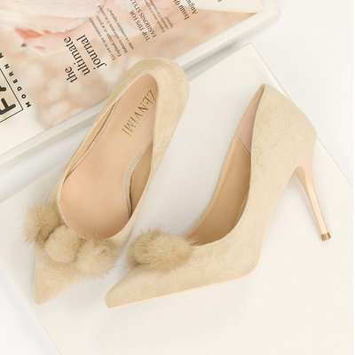 ZM002 929-42 Korean Version 2020 New Pointed Pumps Stiletto High Heels Large Size Super High Heel Bow Shoes