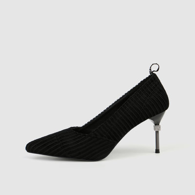 ZM007 9871-1 Pointed Stripe Suede Ladies High-Heeled Shoes Stiletto Nightclub Style Diamond-Studded Women'S Shoes