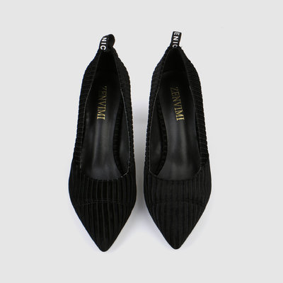 ZM007 9871-1 Pointed Stripe Suede Ladies High-Heeled Shoes Stiletto Nightclub Style Diamond-Studded Women'S Shoes