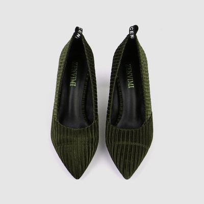 ZM007 9871-1 Pointed Stripe Suede Ladies High-Heeled Shoes Stiletto Nightclub Style Diamond-Studded Women'S Shoes