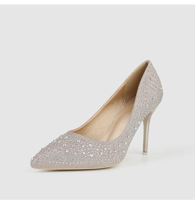 ZM010 9628-6 Trend New Pointed Sequins Pure Color All-Match Stiletto High Heels Nightclub Women'S Shoes Single Shoes