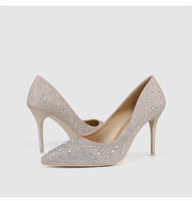 ZM010 9628-6 Trend New Pointed Sequins Pure Color All-Match Stiletto High Heels Nightclub Women'S Shoes Single Shoes
