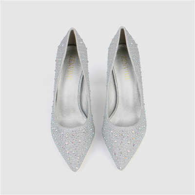 ZM010 9628-6 Trend New Pointed Sequins Pure Color All-Match Stiletto High Heels Nightclub Women'S Shoes Single Shoes