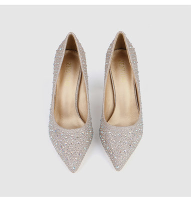 ZM010 9628-6 Trend New Pointed Sequins Pure Color All-Match Stiletto High Heels Nightclub Women'S Shoes Single Shoes