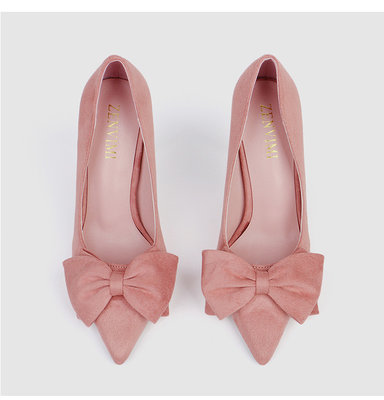 ZM014 New Fashion Sweet Stiletto Super High Heel Shallow Mouth Pointed Suede Bow Women'S Single Shoes