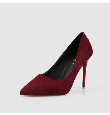 ZM015 8915-2 Fashionable And Simple Stiletto High Heels Suede Shallow Mouth Pointed D-Button Sexy Women'S Single Shoes