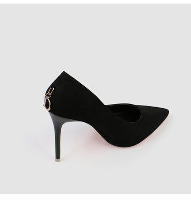 ZM015 8915-2 Fashionable And Simple Stiletto High Heels Suede Shallow Mouth Pointed D-Button Sexy Women'S Single Shoes
