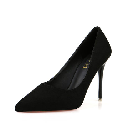 ZM015 8915-2 Fashionable And Simple Stiletto High Heels Suede Shallow Mouth Pointed D-Button Sexy Women'S Single Shoes