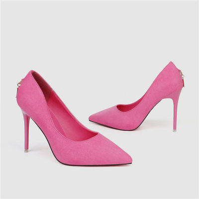 ZM015 8915-2 Fashionable And Simple Stiletto High Heels Suede Shallow Mouth Pointed D-Button Sexy Women'S Single Shoes