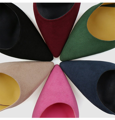 ZM015 8915-2 Fashionable And Simple Stiletto High Heels Suede Shallow Mouth Pointed D-Button Sexy Women'S Single Shoes
