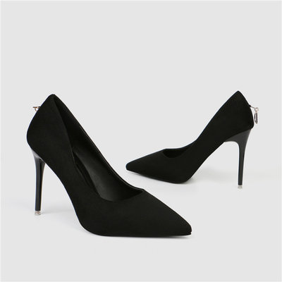 ZM015 8915-2 Fashionable And Simple Stiletto High Heels Suede Shallow Mouth Pointed D-Button Sexy Women'S Single Shoes