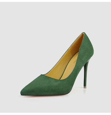 ZM015 8915-2 Fashionable And Simple Stiletto High Heels Suede Shallow Mouth Pointed D-Button Sexy Women'S Single Shoes