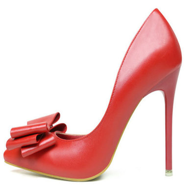 ZM016 3168-2 Fashionable And Elegant Sweet Bow High Heels Stiletto High Heels Shallow Pointy Side Hollow Single Shoes