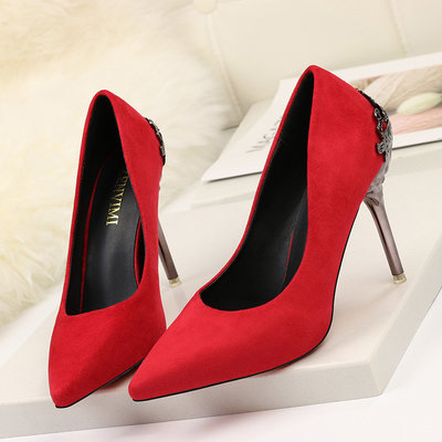 ZM021 1723-1 Frosted Fine-Heeled Super High-Heeled Suede Wedding Shoes Elegant Women'S Shoes Pointed Toe All-Match High