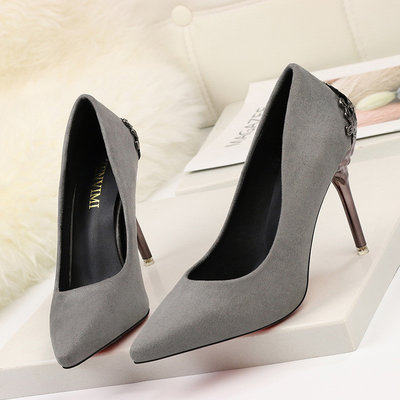ZM021 1723-1 Frosted Fine-Heeled Super High-Heeled Suede Wedding Shoes Elegant Women'S Shoes Pointed Toe All-Match High