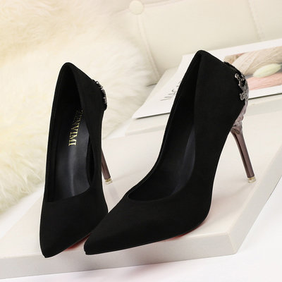 ZM021 1723-1 Frosted Fine-Heeled Super High-Heeled Suede Wedding Shoes Elegant Women'S Shoes Pointed Toe All-Match High