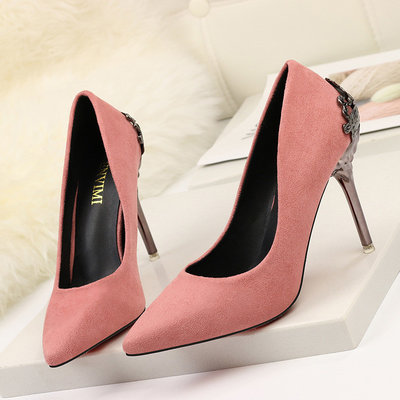 ZM021 1723-1 Frosted Fine-Heeled Super High-Heeled Suede Wedding Shoes Elegant Women'S Shoes Pointed Toe All-Match High