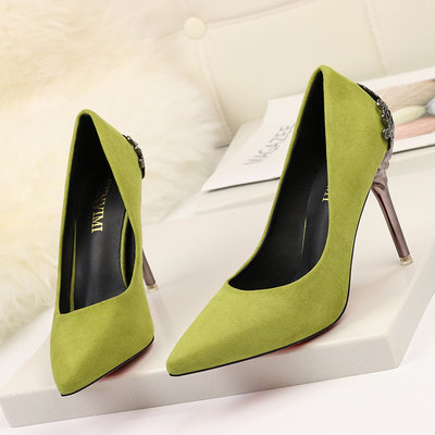 ZM021 1723-1 Frosted Fine-Heeled Super High-Heeled Suede Wedding Shoes Elegant Women'S Shoes Pointed Toe All-Match High