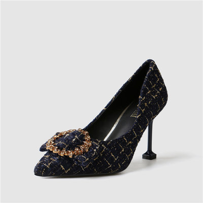 ZM022 857-10 Autumn New 2020 Sexy Women'S High Heel Shoes Wholesale Diamond Cat Heel Shallow Shoes