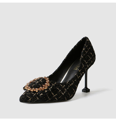 ZM022 857-10 Autumn New 2020 Sexy Women'S High Heel Shoes Wholesale Diamond Cat Heel Shallow Shoes