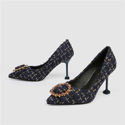 ZM022 857-10 Autumn New 2020 Sexy Women'S High Heel Shoes Wholesale Diamond Cat Heel Shallow Shoes