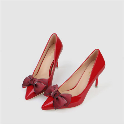 ZM023 96289-33 Korean Style Single Shoes Women New Women'S Shoes Bowknot Pointed Shallow Mouth Stiletto High Heels Women
