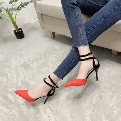 ZM024 New 2020 Summer Ladies High Heel Sandals Double Strap Sexy Cat Heel Women'S Single Shoes Wholesale