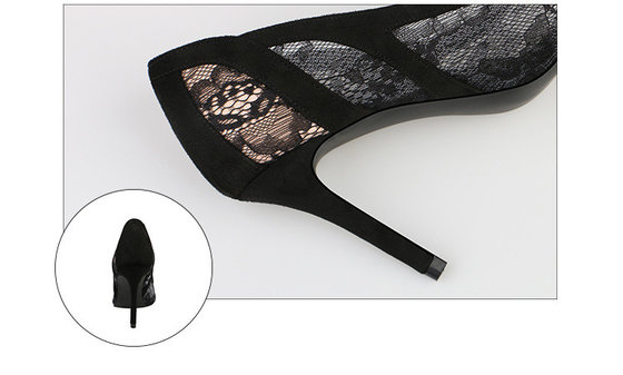 ZM026 96289-28 Net Celebrity With Pointed Stiletto Sexy Lace High Heels Shallow Tone Large Size Women'S Shoes