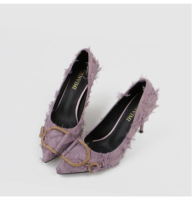 ZM029 96289-3 New Style Single Shoes Women'S Pointed Shallow Mouth Stiletto High Heels Women'S Korean Sexy Hairy High He