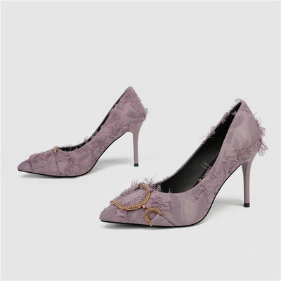 ZM029 96289-3 New Style Single Shoes Women'S Pointed Shallow Mouth Stiletto High Heels Women'S Korean Sexy Hairy High He
