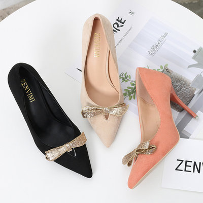ZM032 929-36 Suede Single Shoes Women 2020 Spring New Women'S Shoes Pointed Toe Shallow Mouth Stiletto Ladies High Heels