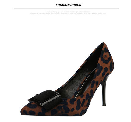 ZM034 929-23 Spring New Sexy Leopard High Heels Women'S Stiletto Shallow Mouth Pointed Toe Women'S Single Shoes