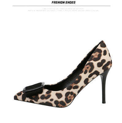 ZM034 929-23 Spring New Sexy Leopard High Heels Women'S Stiletto Shallow Mouth Pointed Toe Women'S Single Shoes