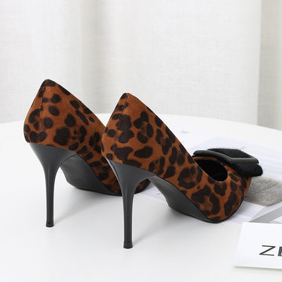 ZM034 929-23 Spring New Sexy Leopard High Heels Women'S Stiletto Shallow Mouth Pointed Toe Women'S Single Shoes