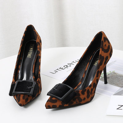 ZM034 929-23 Spring New Sexy Leopard High Heels Women'S Stiletto Shallow Mouth Pointed Toe Women'S Single Shoes