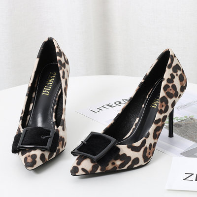 ZM034 929-23 Spring New Sexy Leopard High Heels Women'S Stiletto Shallow Mouth Pointed Toe Women'S Single Shoes