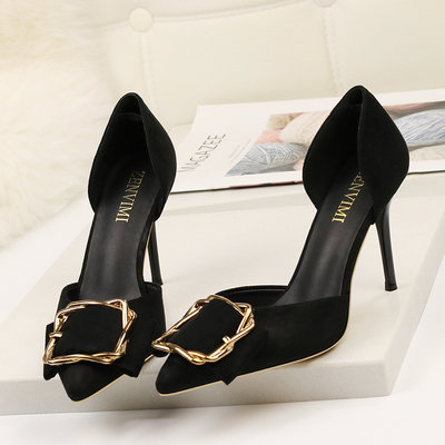 ZM037 9928-15 New Style European And American Sexy Super High Heels Stiletto Pointed Shallow Mouth Hollow Single Shoes