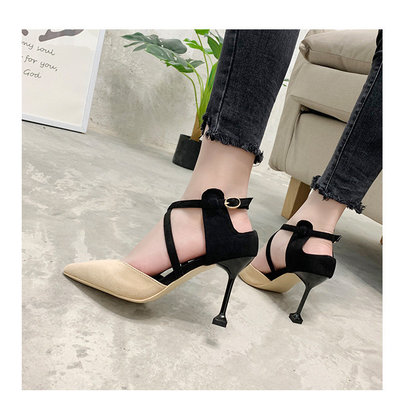 ZM038 A857-5 Summer 2020 New Cross Strap Ladies High Heel Sandals Cat Heel Women Sexy Single Shoes Wholesale
