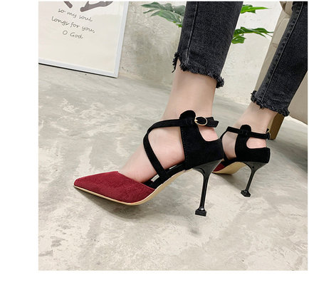 ZM038 A857-5 Summer 2020 New Cross Strap Ladies High Heel Sandals Cat Heel Women Sexy Single Shoes Wholesale