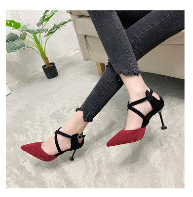 ZM038 A857-5 Summer 2020 New Cross Strap Ladies High Heel Sandals Cat Heel Women Sexy Single Shoes Wholesale