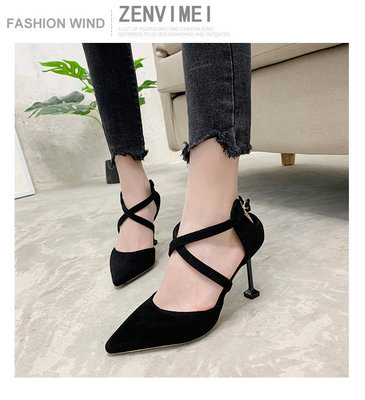 ZM038 A857-5 Summer 2020 New Cross Strap Ladies High Heel Sandals Cat Heel Women Sexy Single Shoes Wholesale