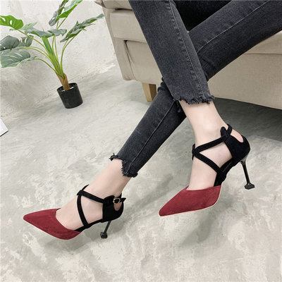 ZM038 A857-5 Summer 2020 New Cross Strap Ladies High Heel Sandals Cat Heel Women Sexy Single Shoes Wholesale
