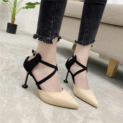 ZM038 A857-5 Summer 2020 New Cross Strap Ladies High Heel Sandals Cat Heel Women Sexy Single Shoes Wholesale