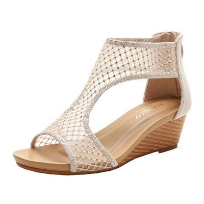 BS033 Sandals Women'S Shoes 2020 Summer New All-Match Comfortable Casual Mesh Women'S Shoes Thick-Soled Wedges With Larg