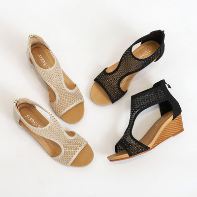 BS033 Sandals Women'S Shoes 2020 Summer New All-Match Comfortable Casual Mesh Women'S Shoes Thick-Soled Wedges With Larg