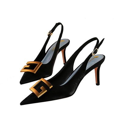 089990-5 European And American Style Banquet Women'S Shoes Stiletto High Heels Shallow Mouth Pointed Toe Hollow Back Str