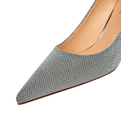 8999-6 European And American Style Fashion Banquet Stiletto High Heels Shallow Mouth Pointed Toe Sparkling Sequined Clot