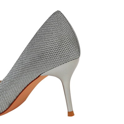 8999-6 European And American Style Fashion Banquet Stiletto High Heels Shallow Mouth Pointed Toe Sparkling Sequined Clot
