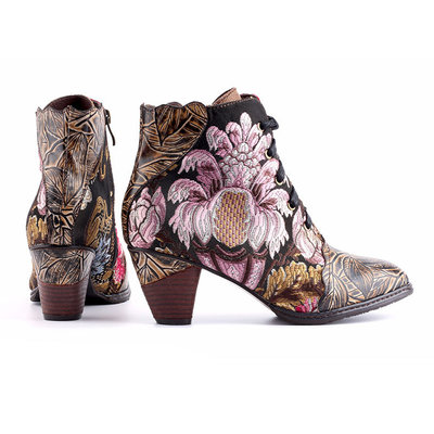 BS037 New Women'S Shoes Top Layer Leather Retro Women'S Leather Boots Original Hand-Painted High Heels Women'S Boots