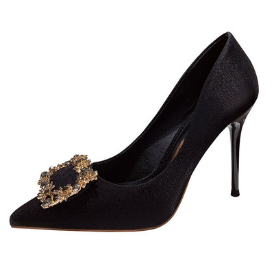 068880-10 Korean Fashion Pointed Toe Rhinestone High Heels Net Red Fairy Style Thin Women'S Single Shoes Stiletto Banque